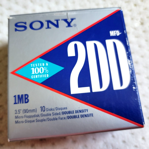 VTG NEW Box of 10 Sony MFD-2DD 1MB 3.5 Double Density Micro Floppy Disk ...