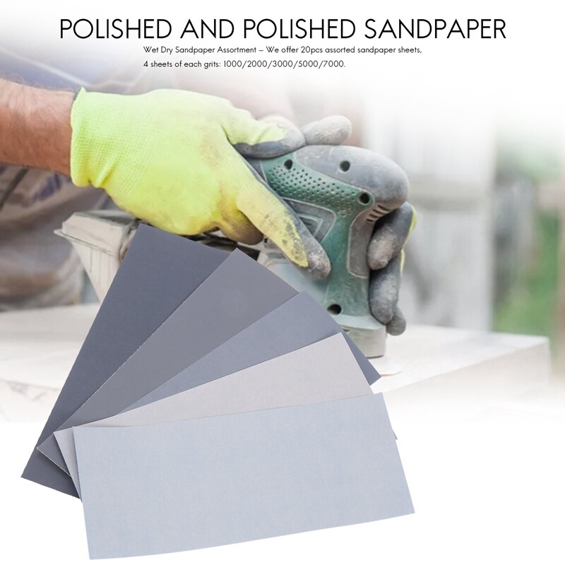 20Pcs Sandpaper, High Grit 1000/2000/3000/5000/7000 Sandpaper Sheet ...