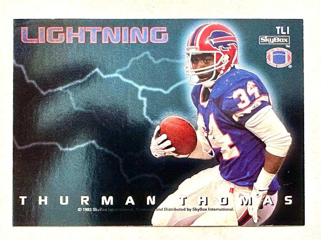 Jim Kelly-Thurman Thomas 1993 Skybox Thunder and Lightning #TL1 HOF NM ...