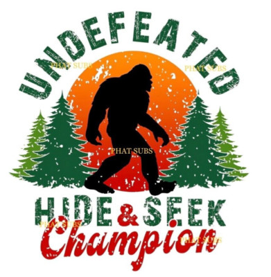 Sublimation Print Undefeated Hide & Seek Champion Ready to Press Heat ...