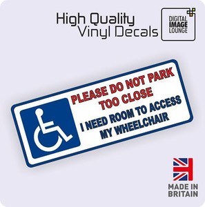 2 X DISABILITY AWARENESS - Wheelchair Access Car Parking STICKER ...