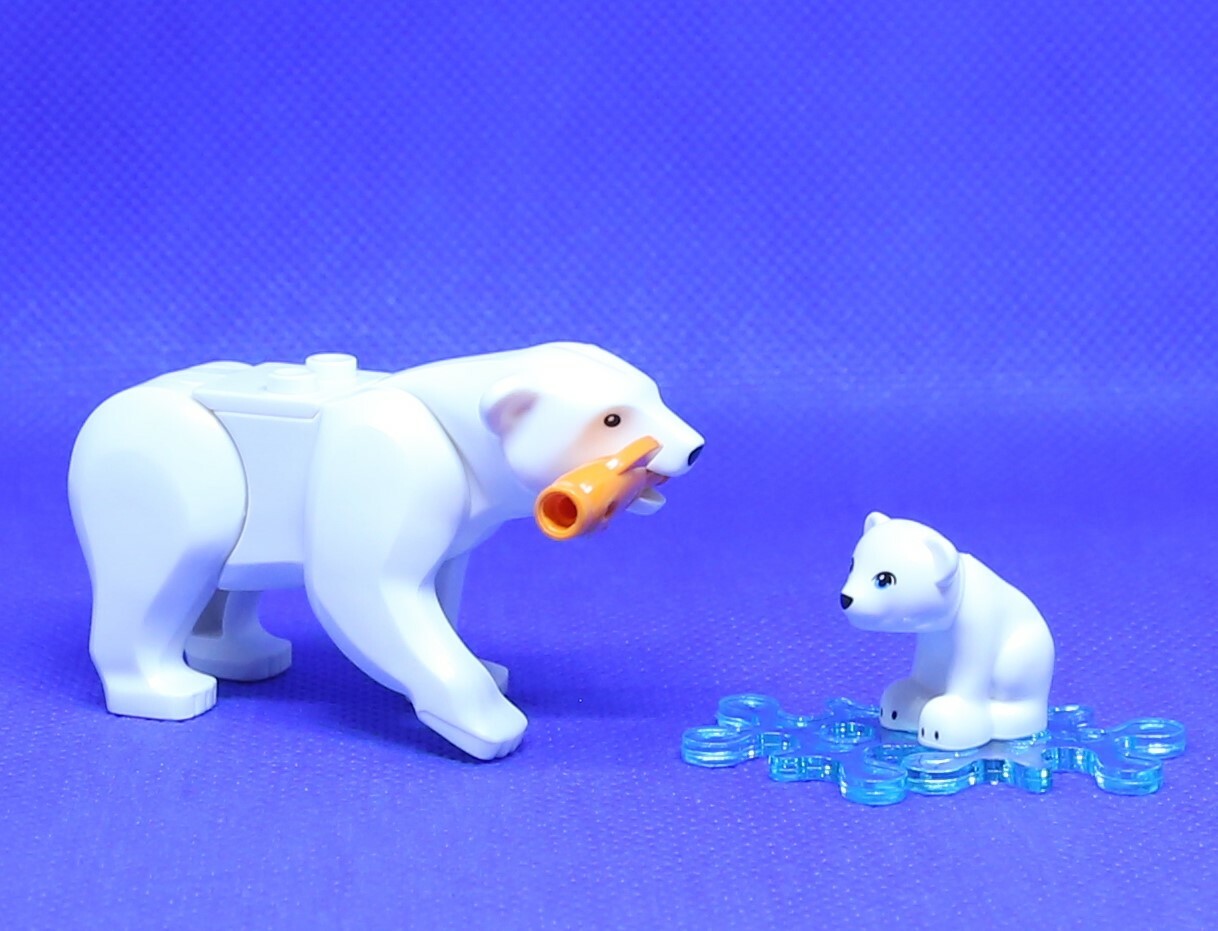 LEGO Arctic Set Polar Bear & Cub Silver Fish Authentic Animal ...