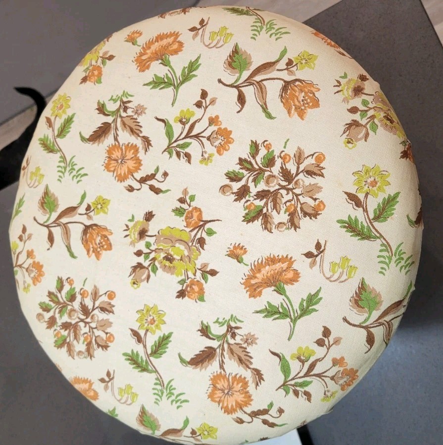 Vintage C.H. Lane Barrel Sewing Stool Footstool Ottoman Storage Floral ...