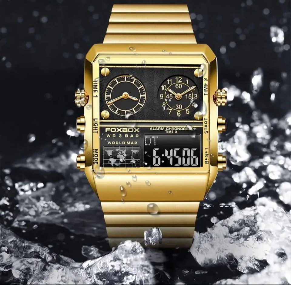 Digital Mens Dual Time Zone Waterproof Retro Watch. Great Gift Idea | eBay