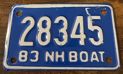 1983 New Hampshire Boat License Plate 28345 | eBay