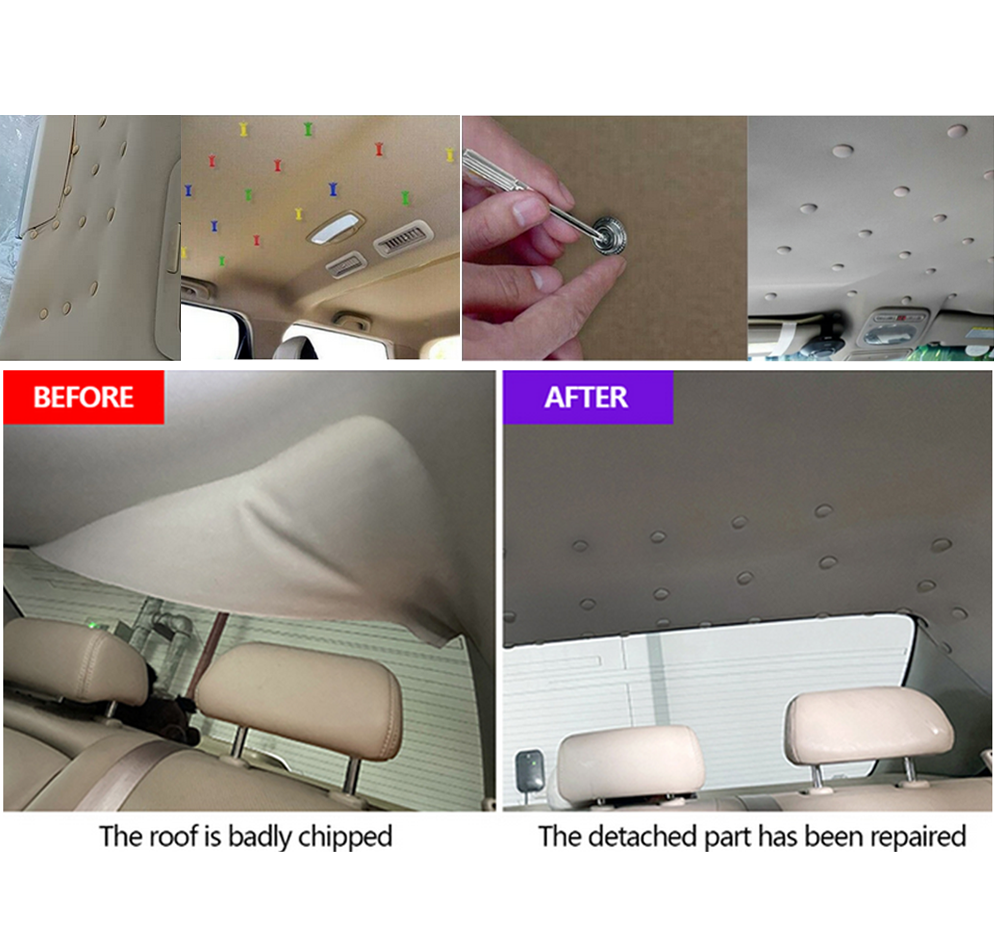60Pcs Car Roof Liner Ceiling Kit Repair Buckle Sagging Headliner Pins ...