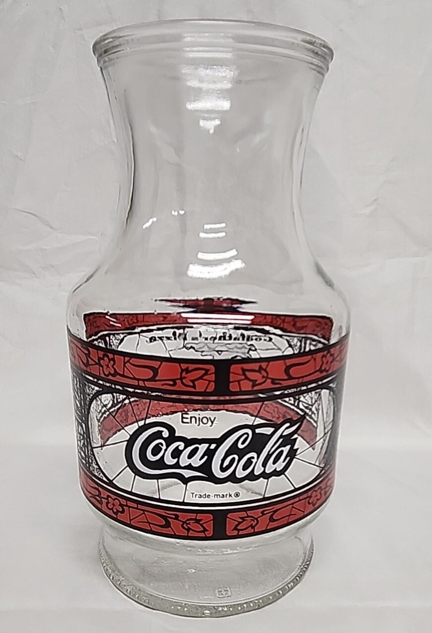 1980s Coca-Cola GODFATHER'S Pizza Red Black 9" Stained Glass Look ...