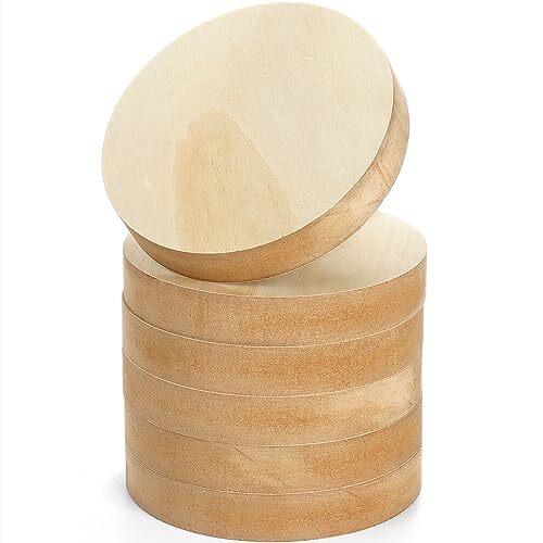 6 Pack MDF Wood Circle 6 Inch Round Unfinished Wood Board Disc Wooden ...
