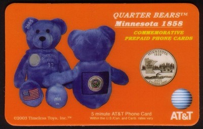 5m Minnesota (#32) State Quarter Bears: Bean Bag Toy, Coin, Flag Phone ...