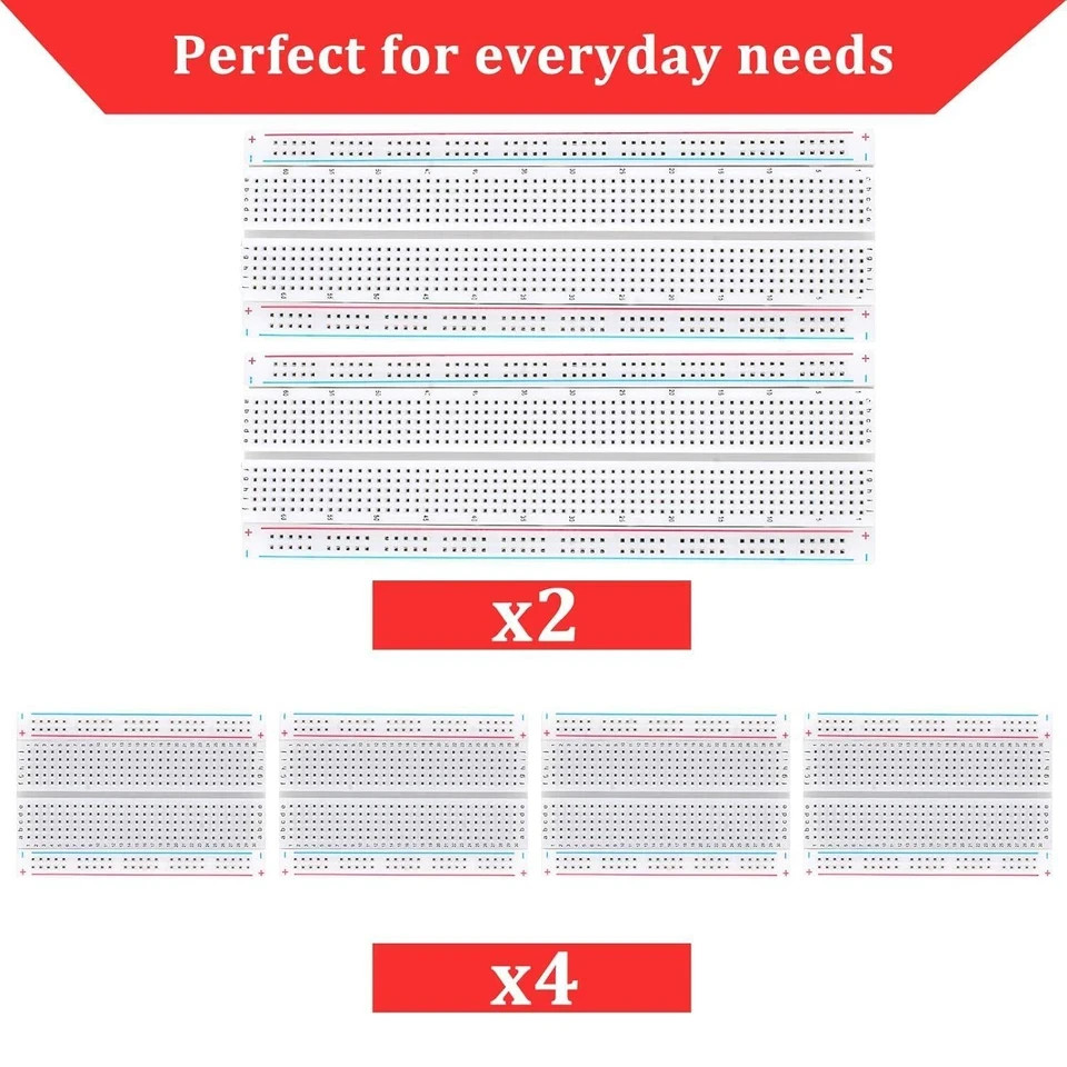 Breadboard, 6PCS Bread Board, Breadboard Kit Includes 2PCS 830 Point ...