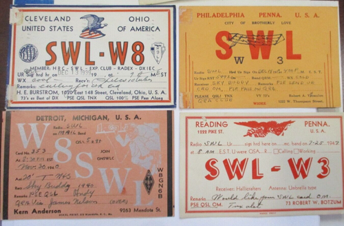 (4) DIFFERENT POSTAL CARDS "QSL SHORTWAVE RADIO SWL CARDS DIFF PLACES ...