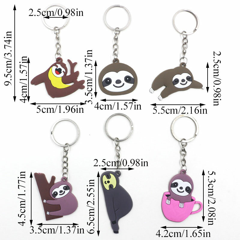 Cute Cartoon Animal Sloth Keychain Key Ring Holder Bag Handbag Pendant ...