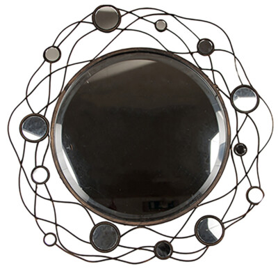 64CM ROUND WALL ART MIRROR BEVELLED GLASS CIRCLE INSERTS ANTIQUE ...