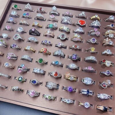 5-100PCS Wholesale Colorful Rings Mixed Rings Bulk Gemstones Crystal ...