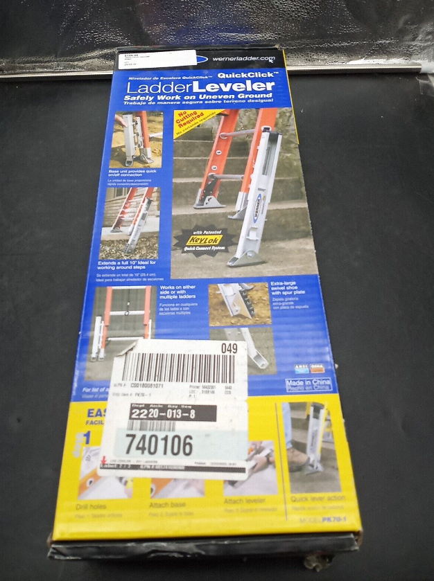 Werner Quick-Click 4 in. x 8 in. x 20-5/8 in. Ladder Leg Leveler Levels ...