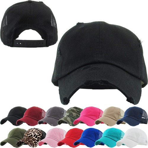 Vintage Distressed Mesh Back Dad Hat Baseball Cap Unconstructed | eBay