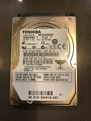 Toshiba 594918-001 MK3265GSX HDD2H83 320GB 5400RPM SATA HDD | eBay