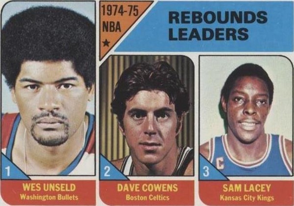 1975-76 Topps - League Leaders #4 Dave Cowens, Wes Unseld, Sam Lacy for ...
