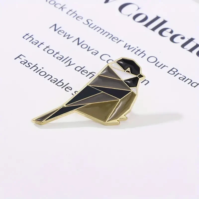 Bird Lapel Pin Badge, Geometric Patchwork, Cute Brooch Accessory For ...