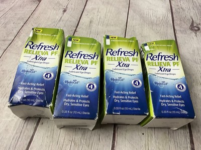 Lot Of 4 Refresh Relieva PF Xtra Lubricant Eye Drops, 0.33 Fl Oz Exp 04 ...