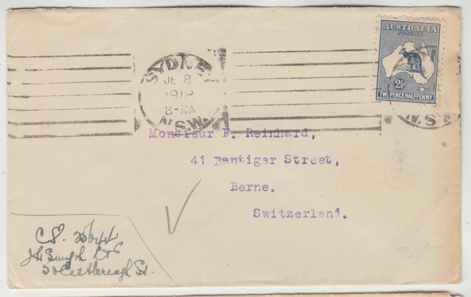 AUSTRALIA 1918/29 commercial covers SYDNEY-SWITZERLAND & PERTH-local ...