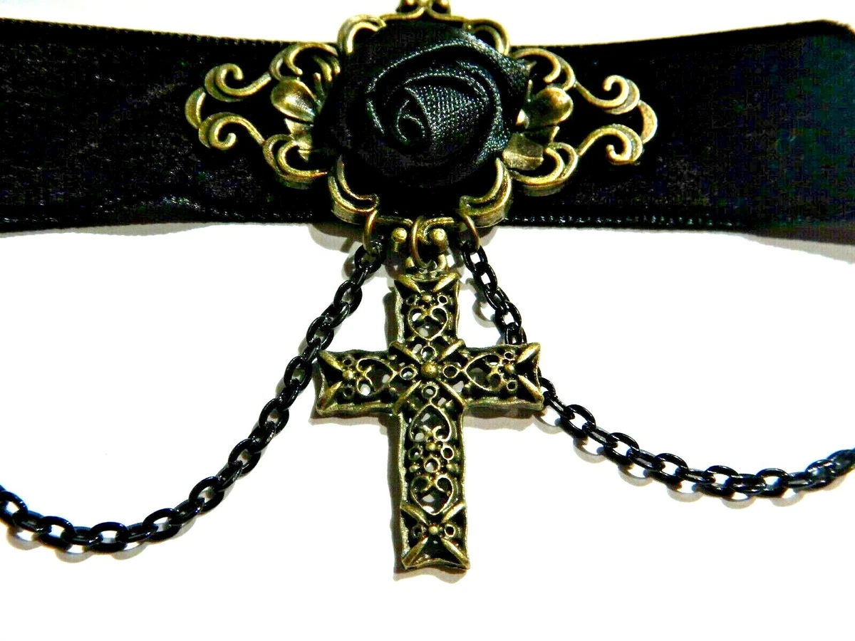 collection discounts Ultimate Gothic Choker Necklace ~ Black Rose Chain ...