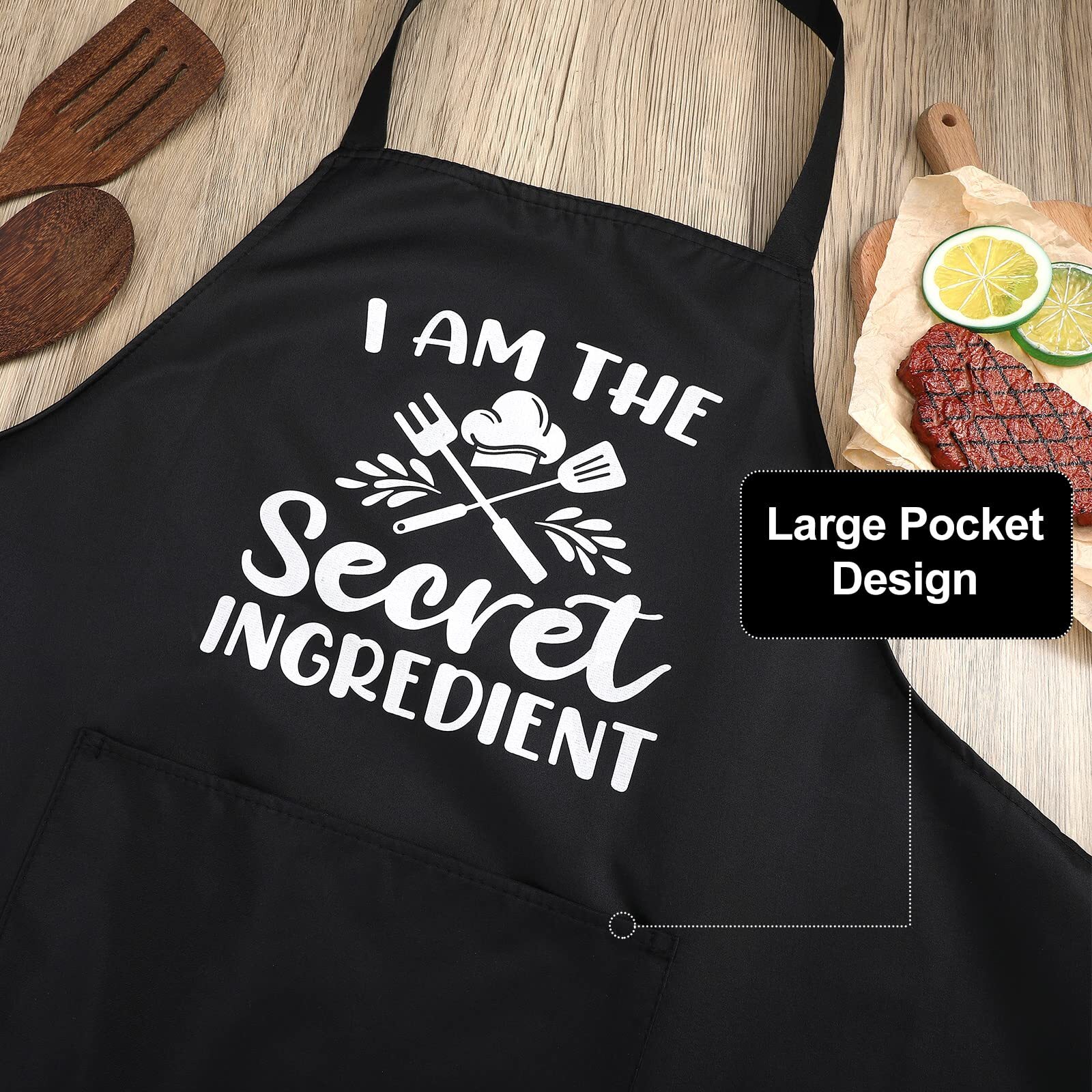 Jeyiour Set of 3 Women Kitchen Aprons with Funny Quotes Pocket Apron ...