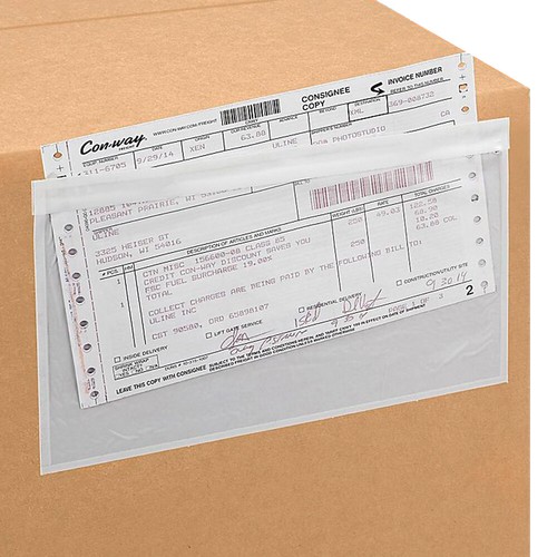 Uline S-5941 Packing List Envelopes, Top Loading, Clear, 9.5" x 6 ...