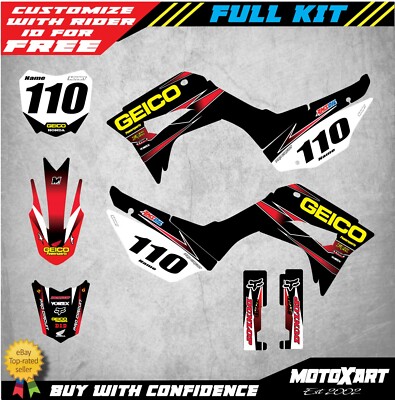 Full Custom sticker Kit fits Honda CRF 110 2019 2020 models GEICO style ...