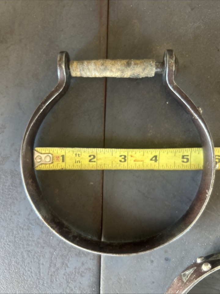 Hand Forged and Tapered Steel Oxbow Stirrups Silver Inlay and Dots. No ...