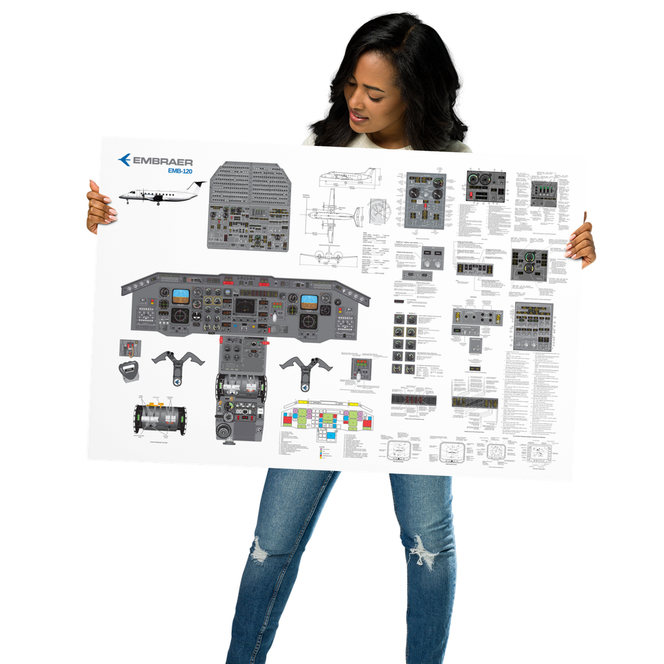 Embraer 120 Emb-120 description panel Cockpit poster 24in x 36in | eBay