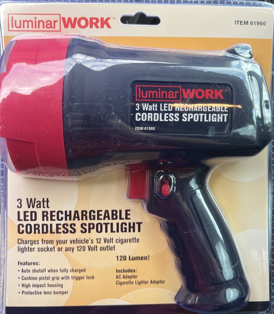 Luminar Work 61960 - 3 Watt LED Rechargeable Cordless Spotlight Camping ...