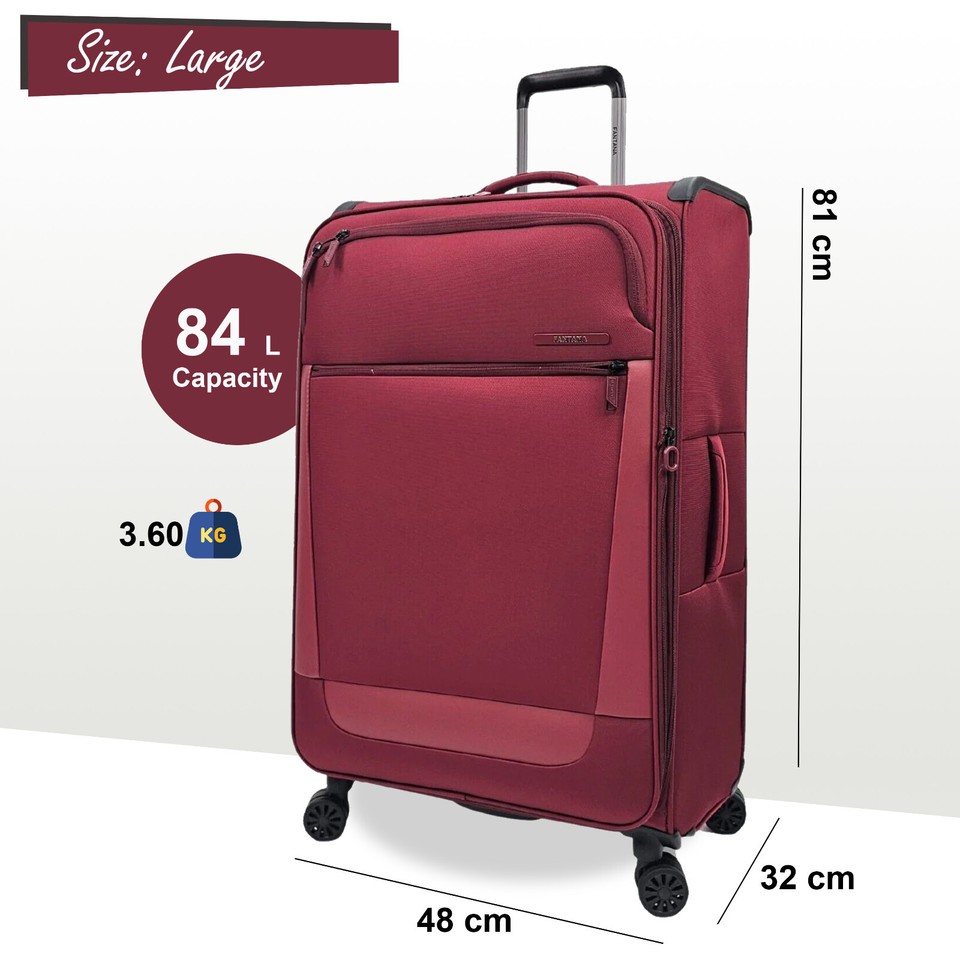 Lightweight Burgundy Suitcases 4 Wheel Luggage Travel Cases Soft Big ...