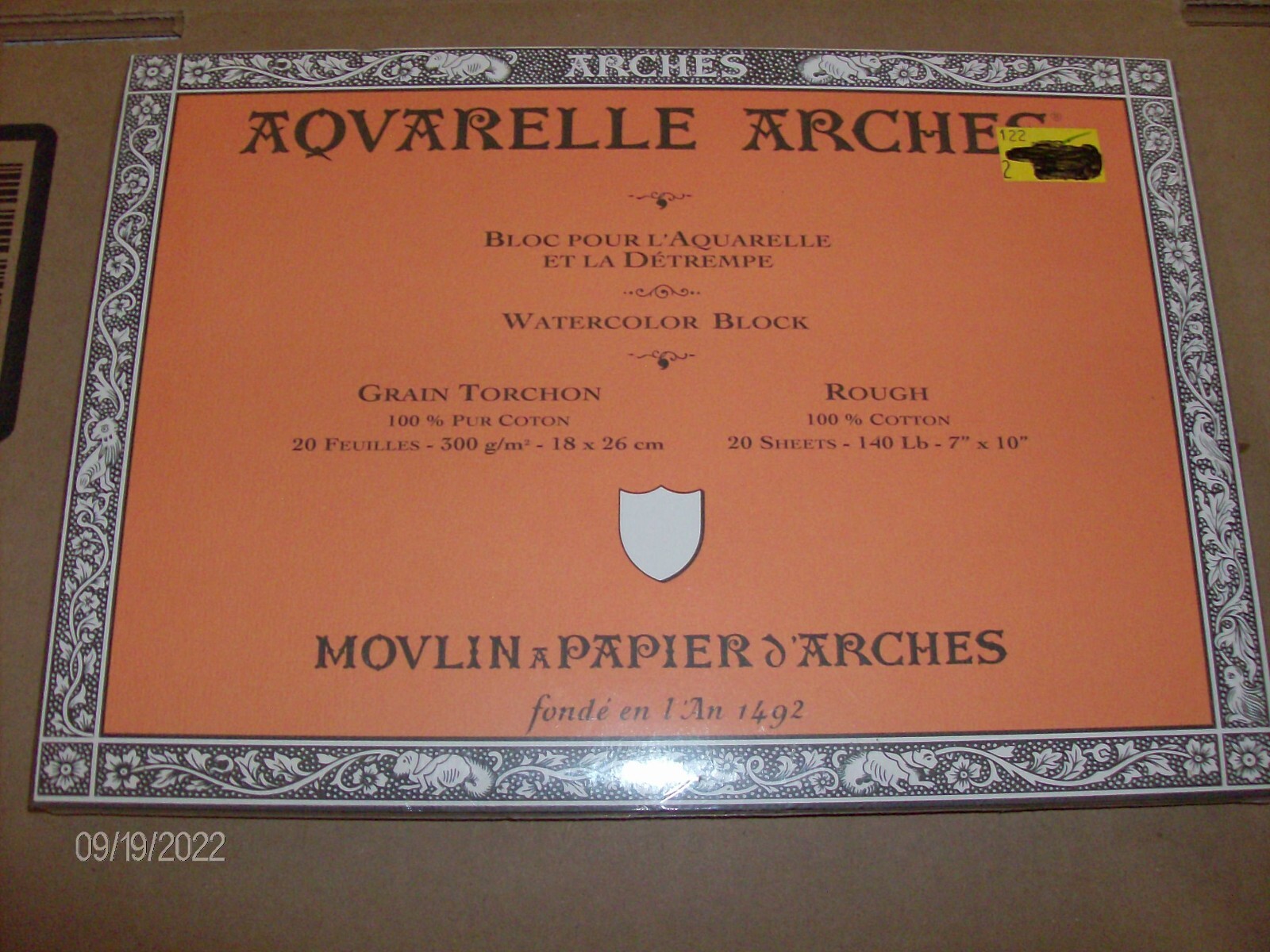 Aquarelle Arches Watercolor Block 7” X 10” 20 Sheets 140 lb, Rough 100% ...