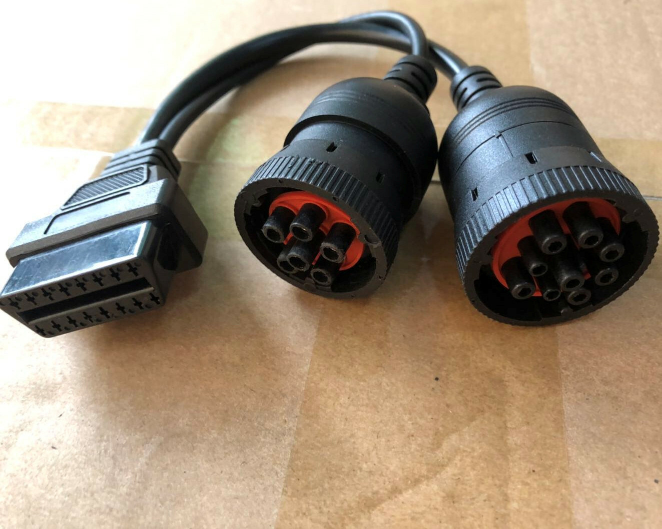 6+9 Pin To 16 Pin OBD II Adapter Diagnostic Cable For Cummins Heavy ...