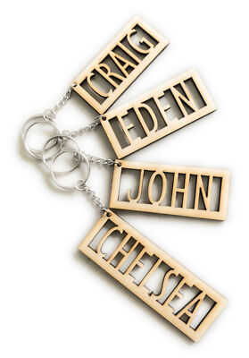 Personalised Wooden Keyring Any Name Engraved Keychain | eBay UK