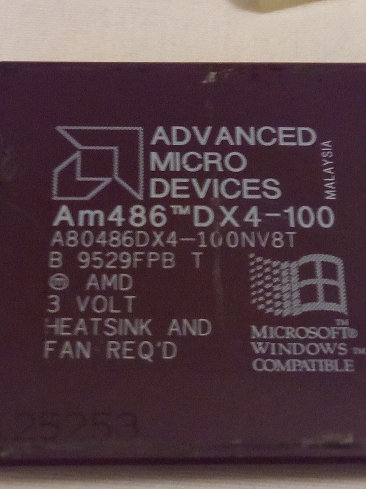 AMD Am486 DX4-100 A80486DX4-100NV8T WITH FAN CPU Rare Vintage Tested ...