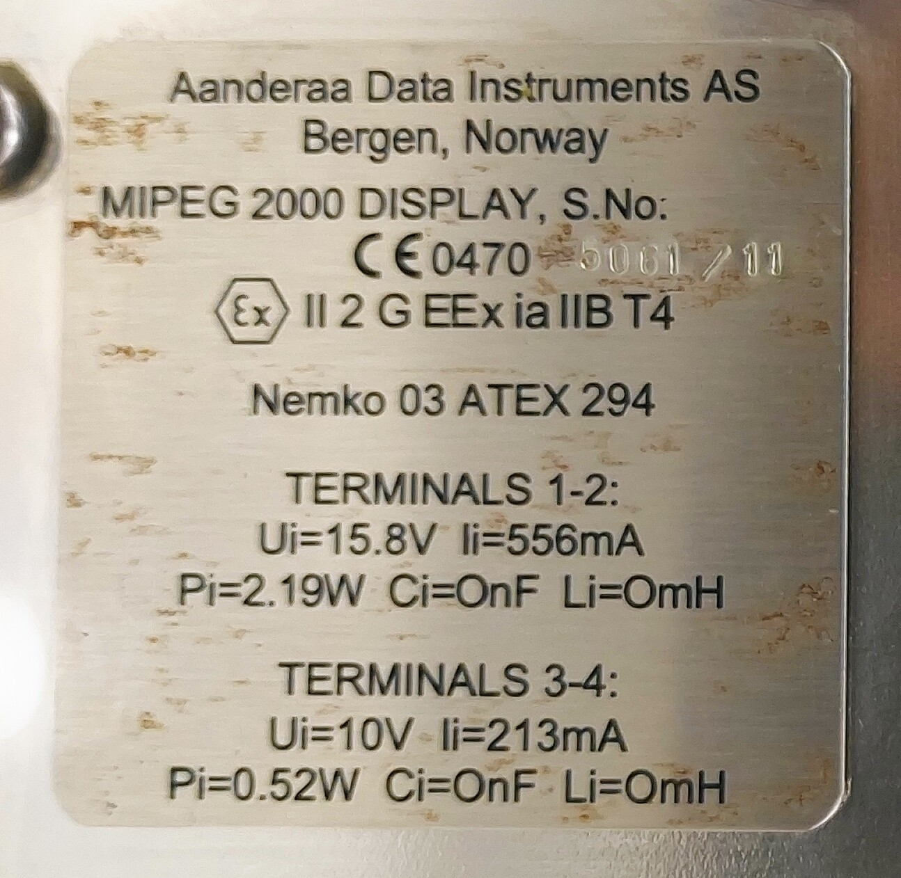 Aadi-Mipeg 2000 Display Safe Load Indicator Data instrument As 0732 for ...