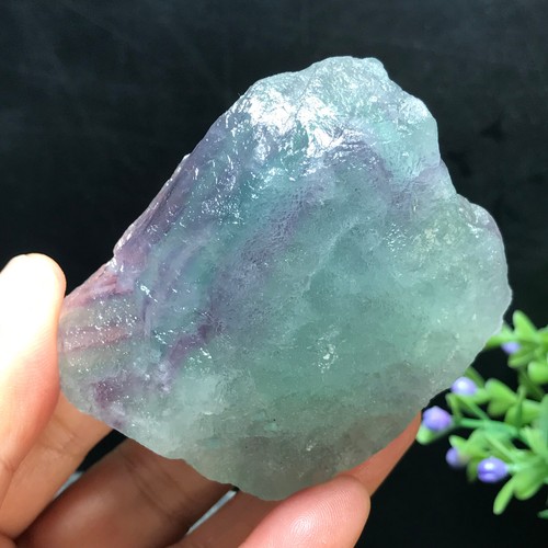 161g Natural Rough green purple fluorite cubic quartz crystal mineral ...