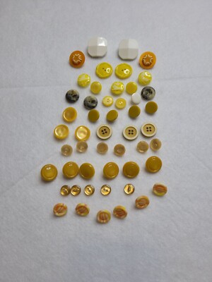 Lot Of 50 Vintage Yellow Gold Buttons Junk Journal Craft Scrapbook Art ...