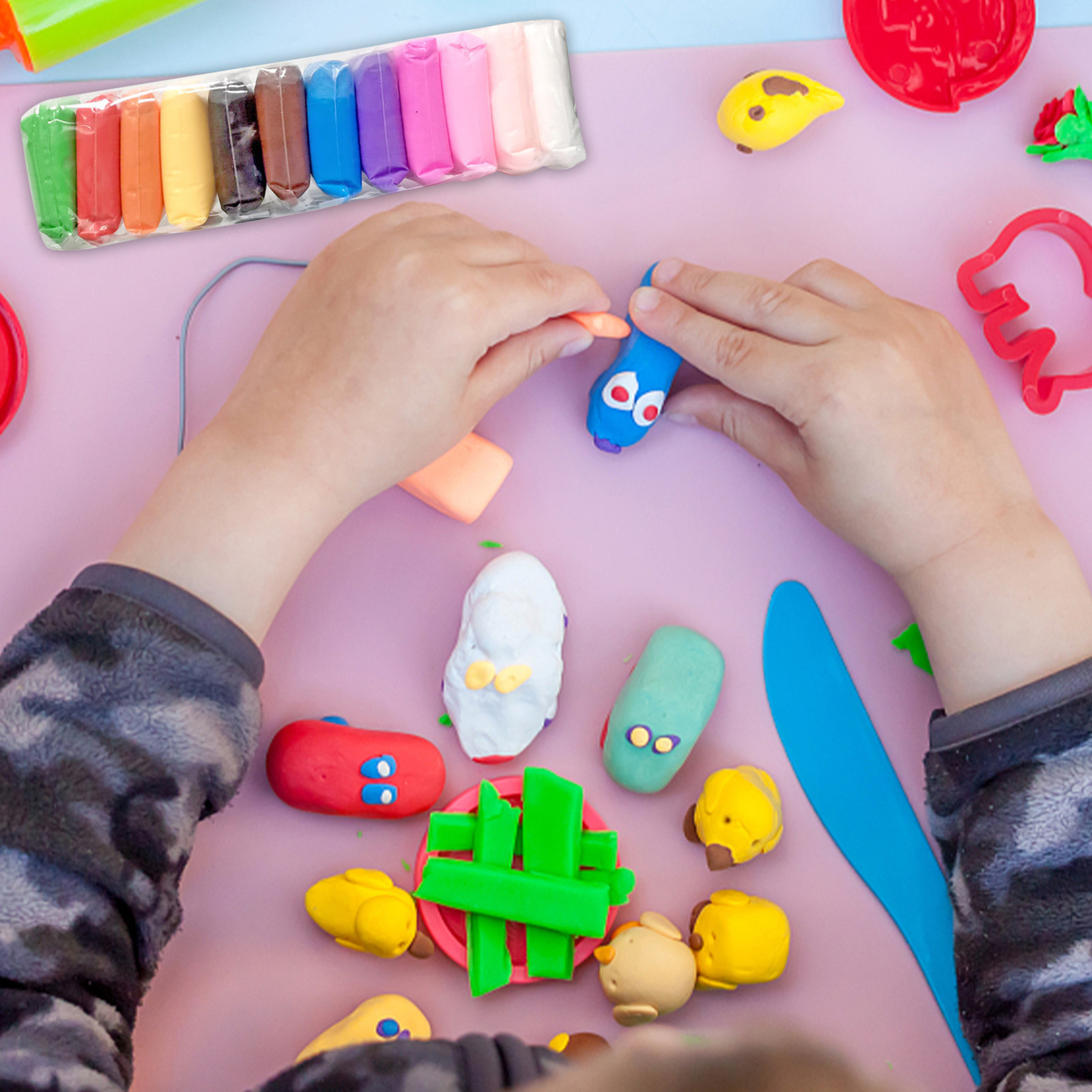 DIY Air Dry Clay Plasticine 12 Colors Modelling Clay w Tools Craft ...