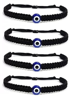 Adjustable Nazar Evil Eye Thread Bracelet For Men & Women, BLACK, Pack ...