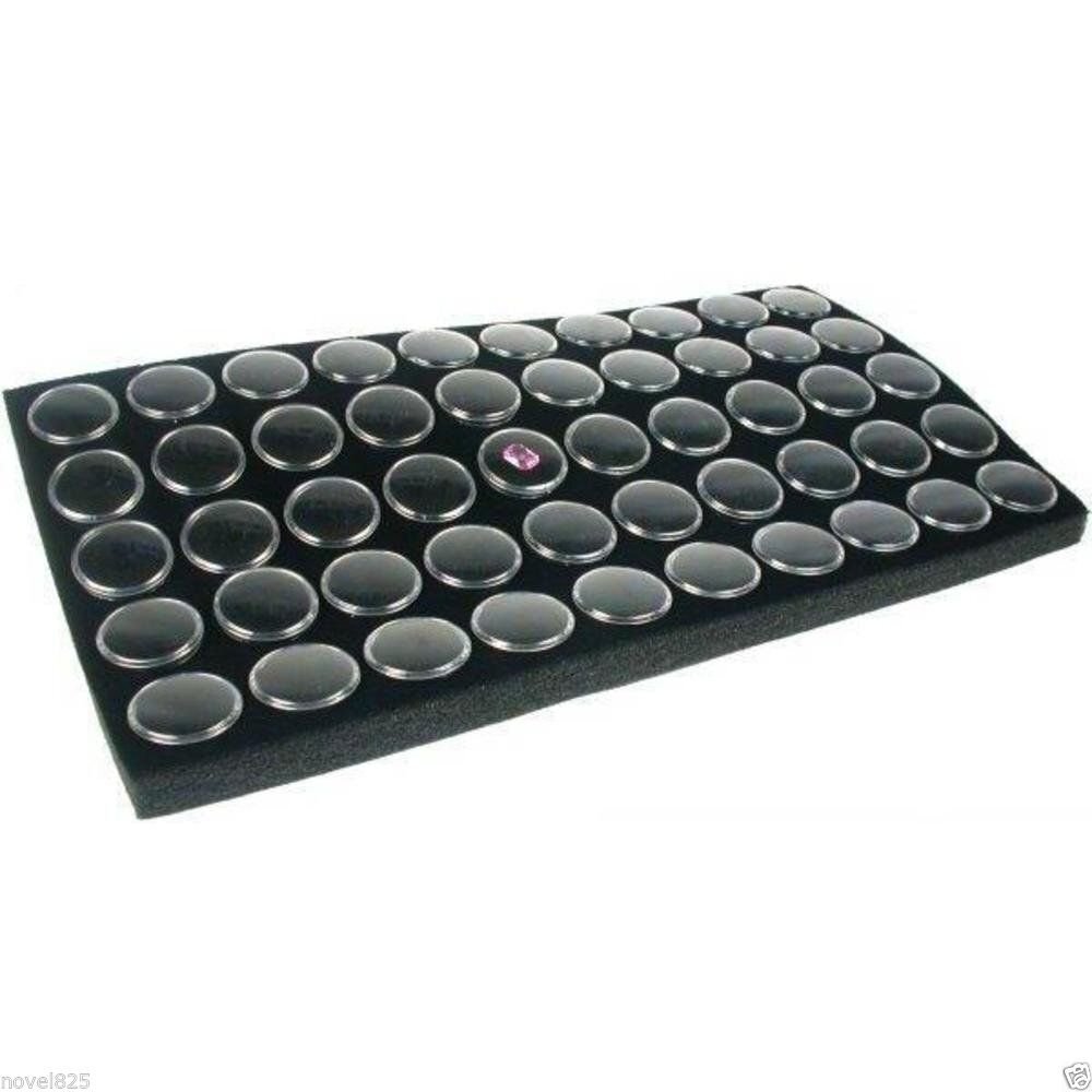 New 50 Black Foam Gem Jars Gemstone Jewelry Storage Display Tray Insert ...