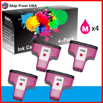 4-Pack High-Yield Magenta 02XL Ink Cartridge for Photosmart 3110 C5185 ...