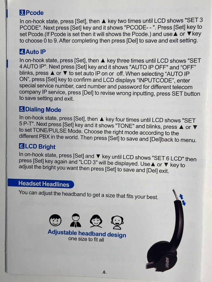 New AGPtek Call Center Dialpad Headset Telephone with Tone Dial Key Pad ...