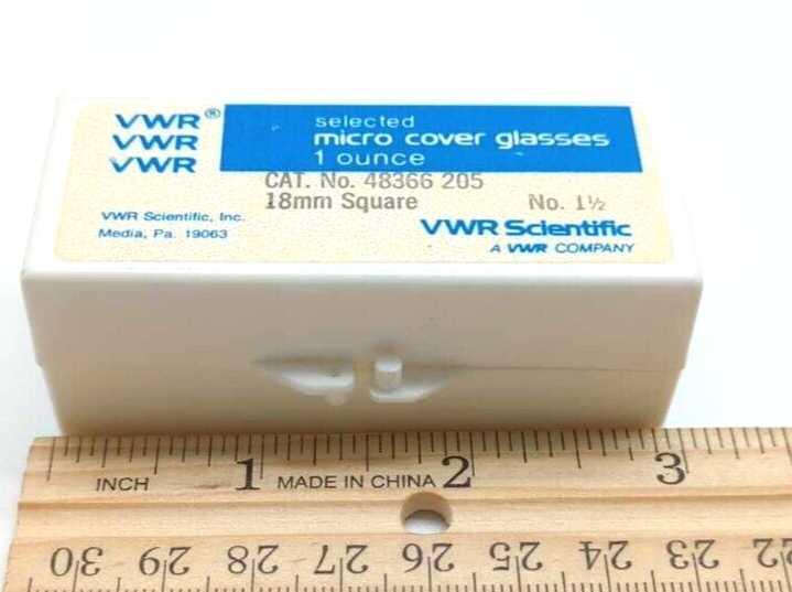 VWR Micro Cover Glasses 1 OZ 18MM Square CAT #48366 205 NO. 1 1/2 | eBay
