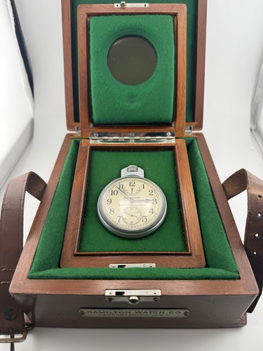 HAMILTON CHRONOMETER WATCH 1941 MODEL 22 NAVY WWII 21 JEWEL W/ DOUBLE ...
