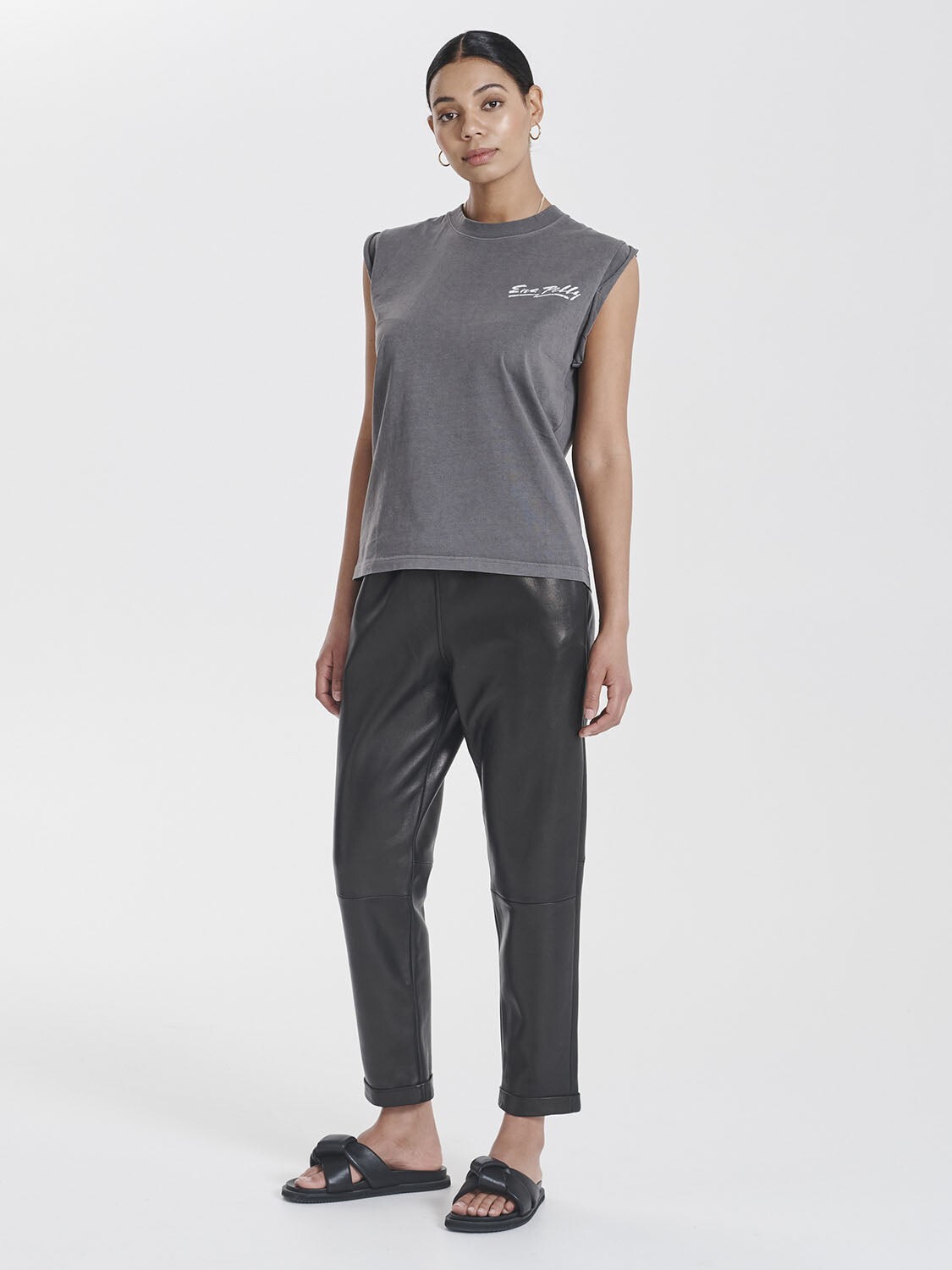 Ena Pelly Women's Winged Shield Tank Top Round Neck Basic Summer Muscle ...