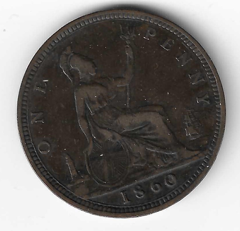 Victoria Young Head 1860 Coinage Bronze One Penny 1d British Victorian ...
