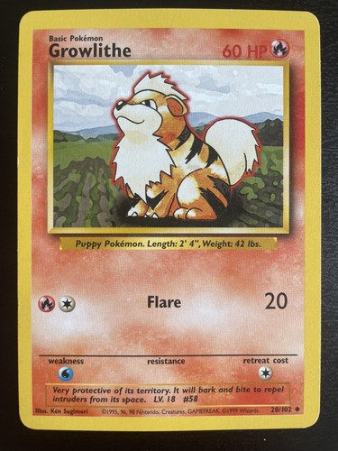 Growlithe Base Set 28/102 Pokémon TCG 1999 Near Mint | eBay